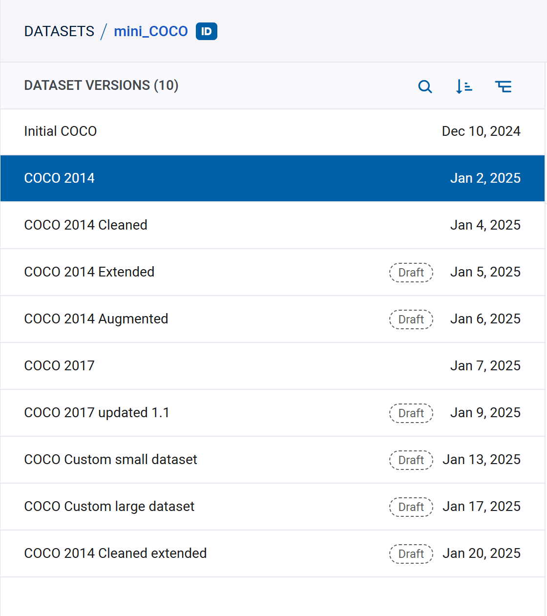 Dataset Versions | ClearML