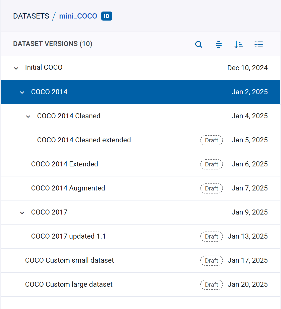 Dataset Versions | ClearML