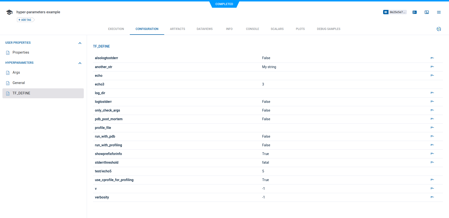 Hyperparameters Reporting | ClearML