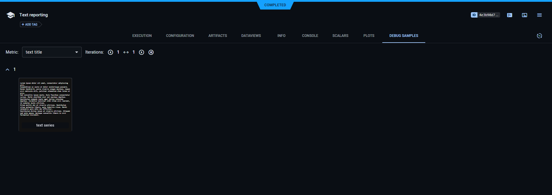 Text Reporting | ClearML