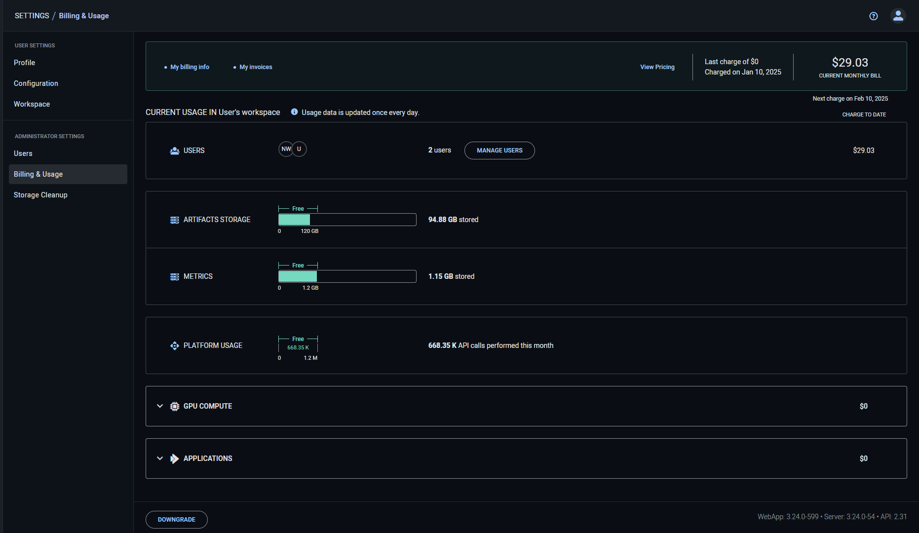 Billing & Usage | ClearML