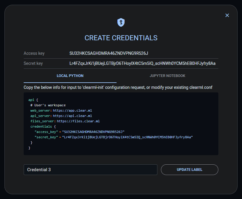 User Settings | ClearML
