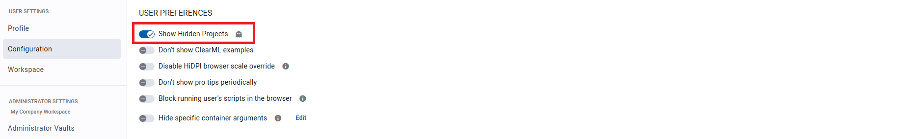 Projects Page | ClearML