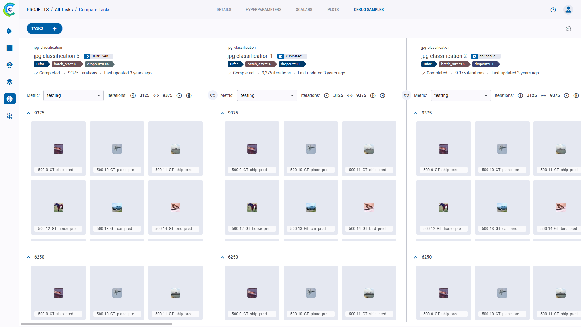 Comparing Tasks | ClearML