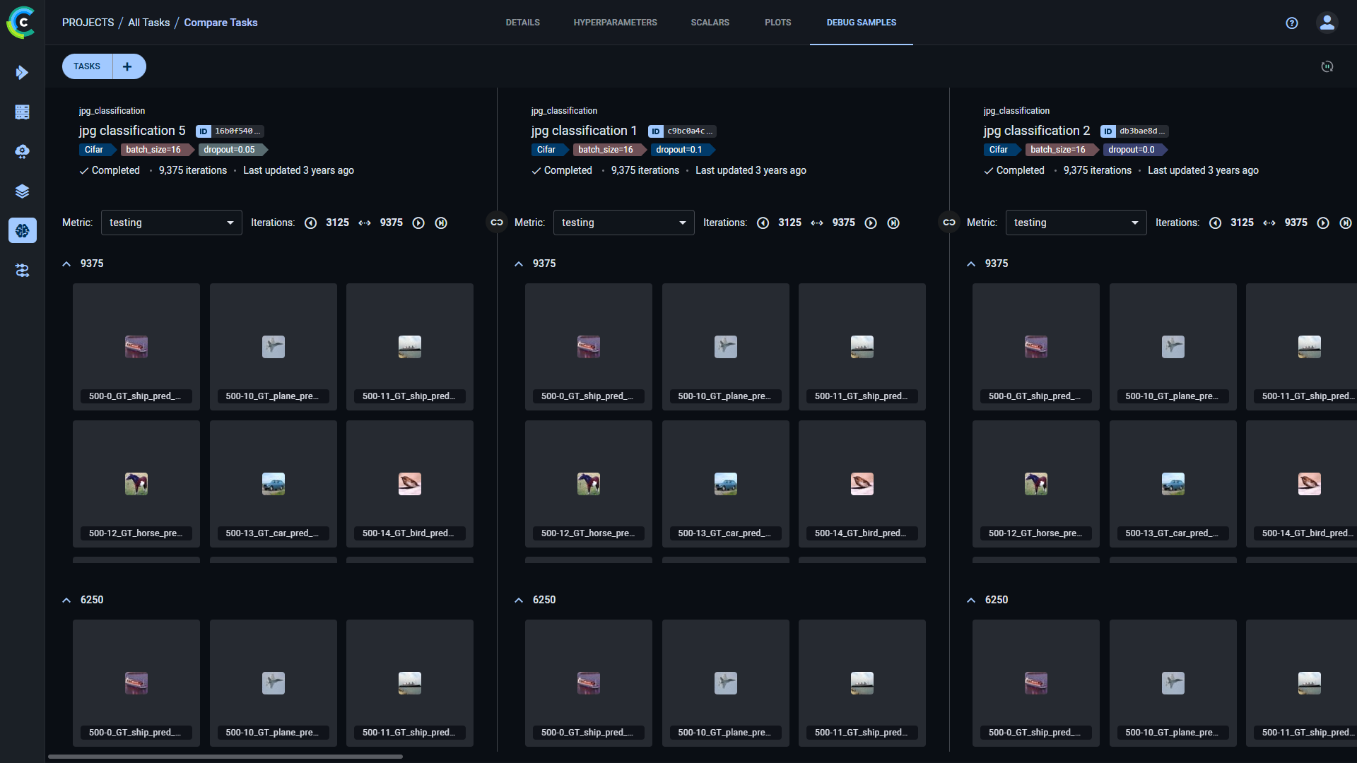 Comparing Tasks | ClearML