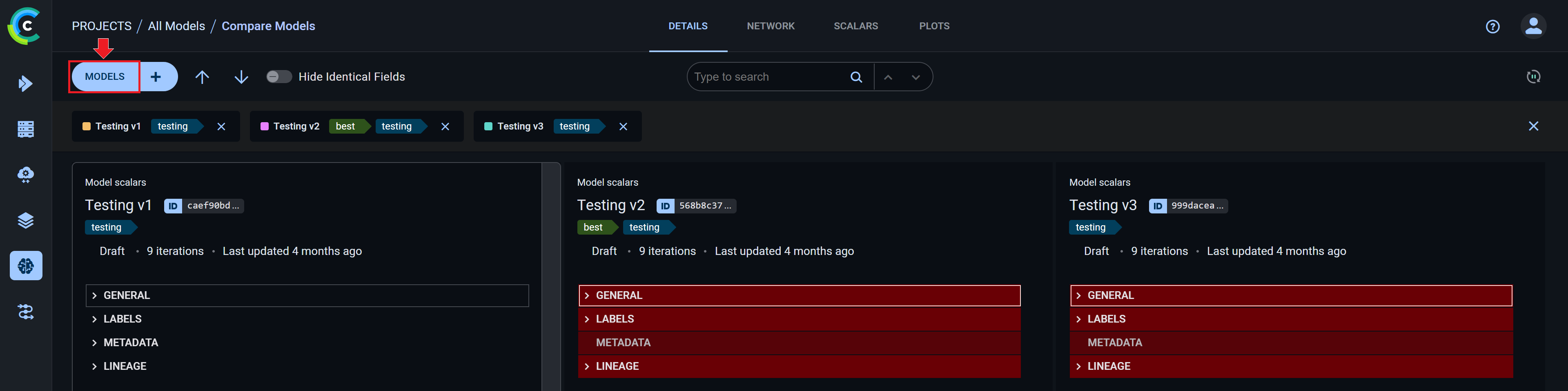 Comparing Models | ClearML