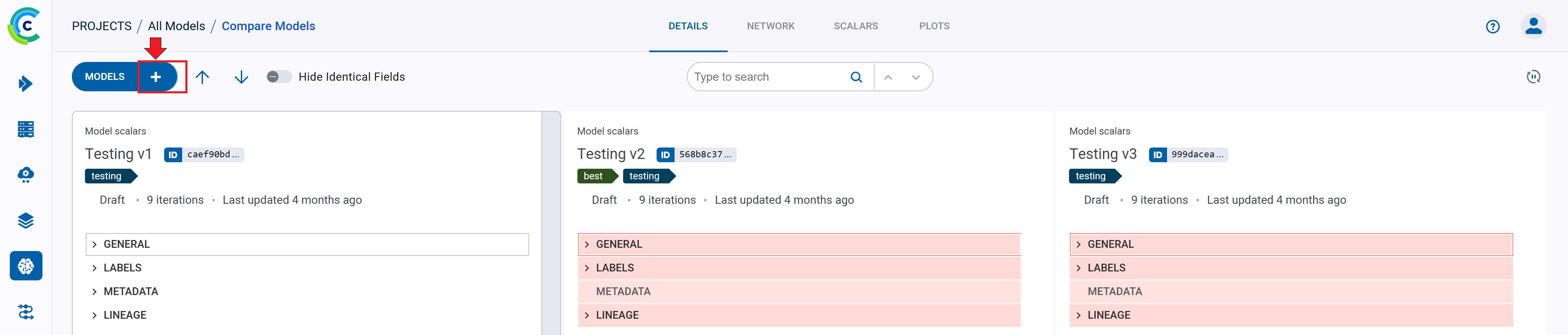 Comparing Models | ClearML