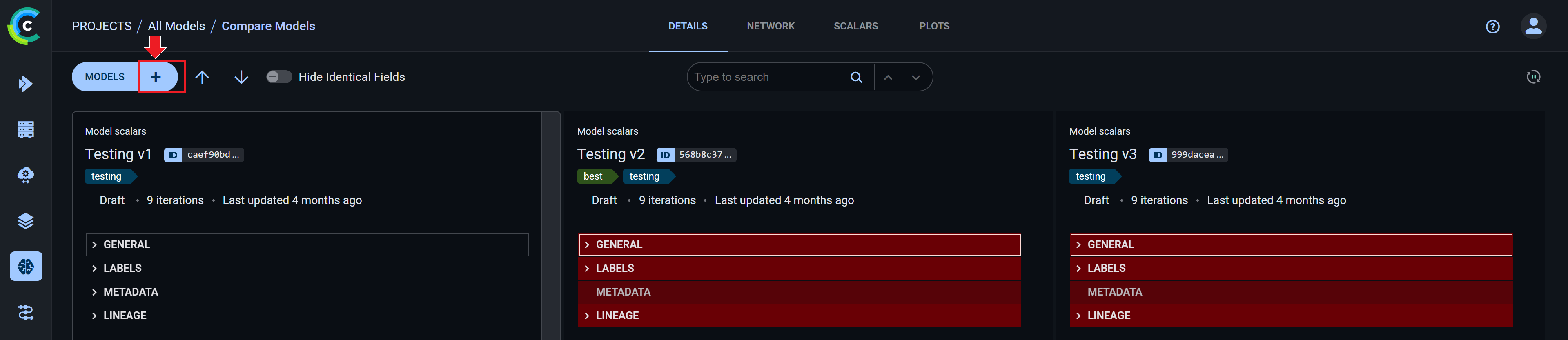 Comparing Models | ClearML