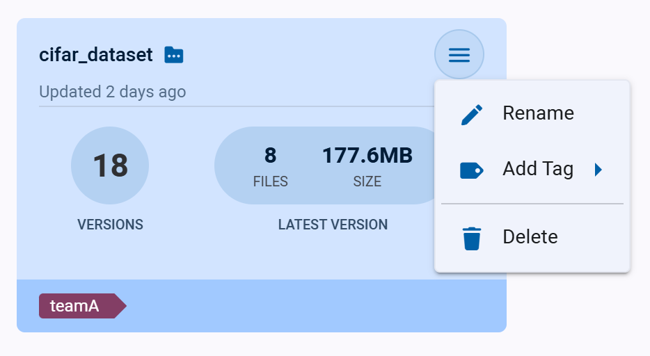 Datasets Page | ClearML