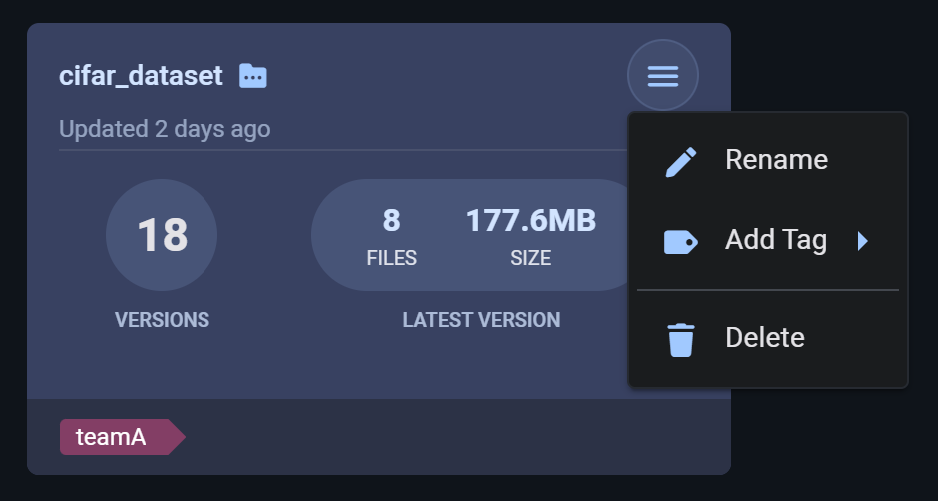 Datasets Page | ClearML