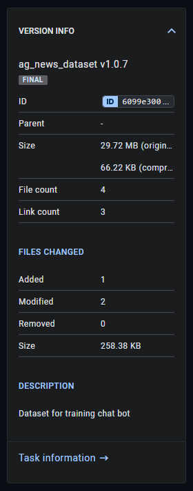 Dataset Details | ClearML