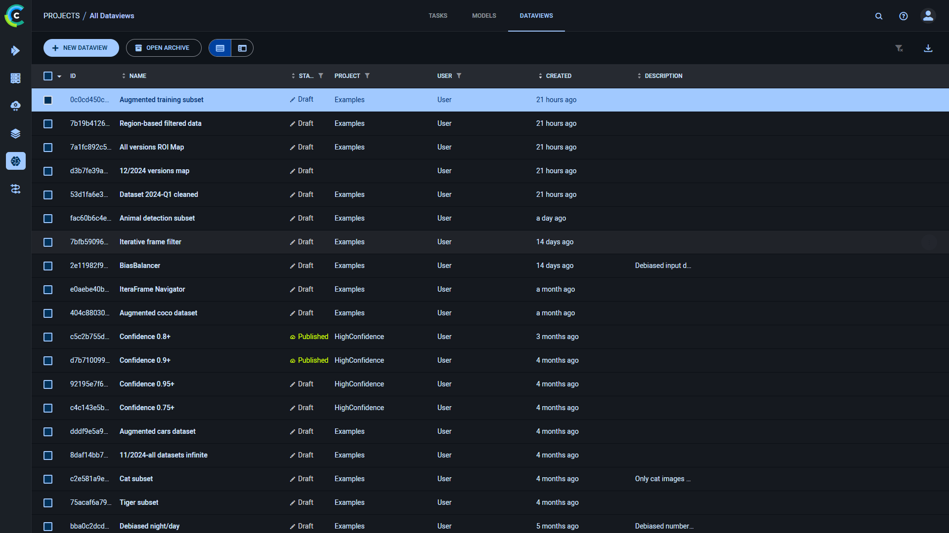 The Dataview Table | ClearML