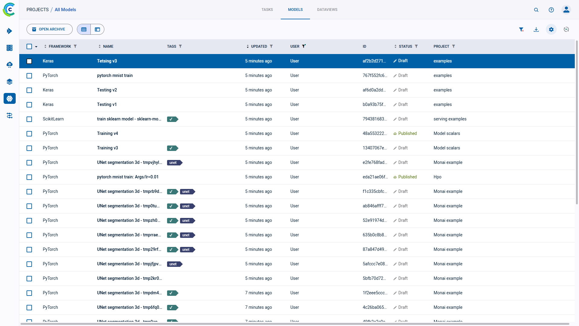 The Model Table | ClearML