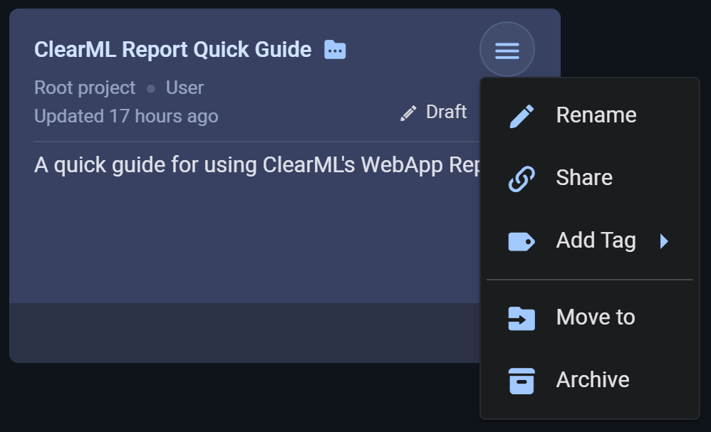 Reports | ClearML
