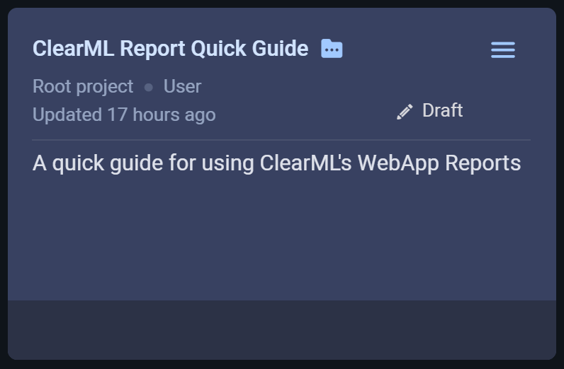 Reports | ClearML